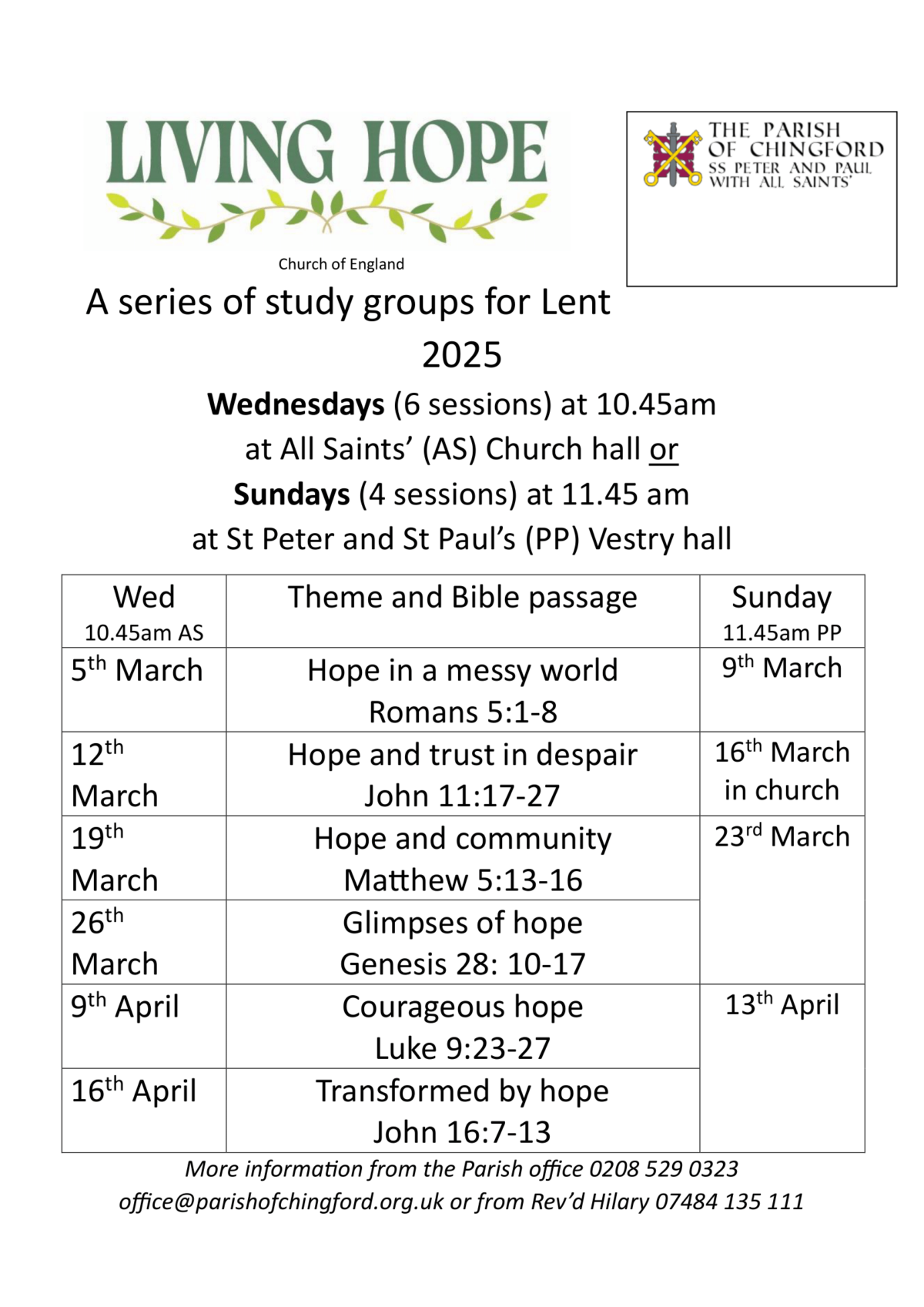 The Parish of Chingford – The Church of England in Chingford. Two ...